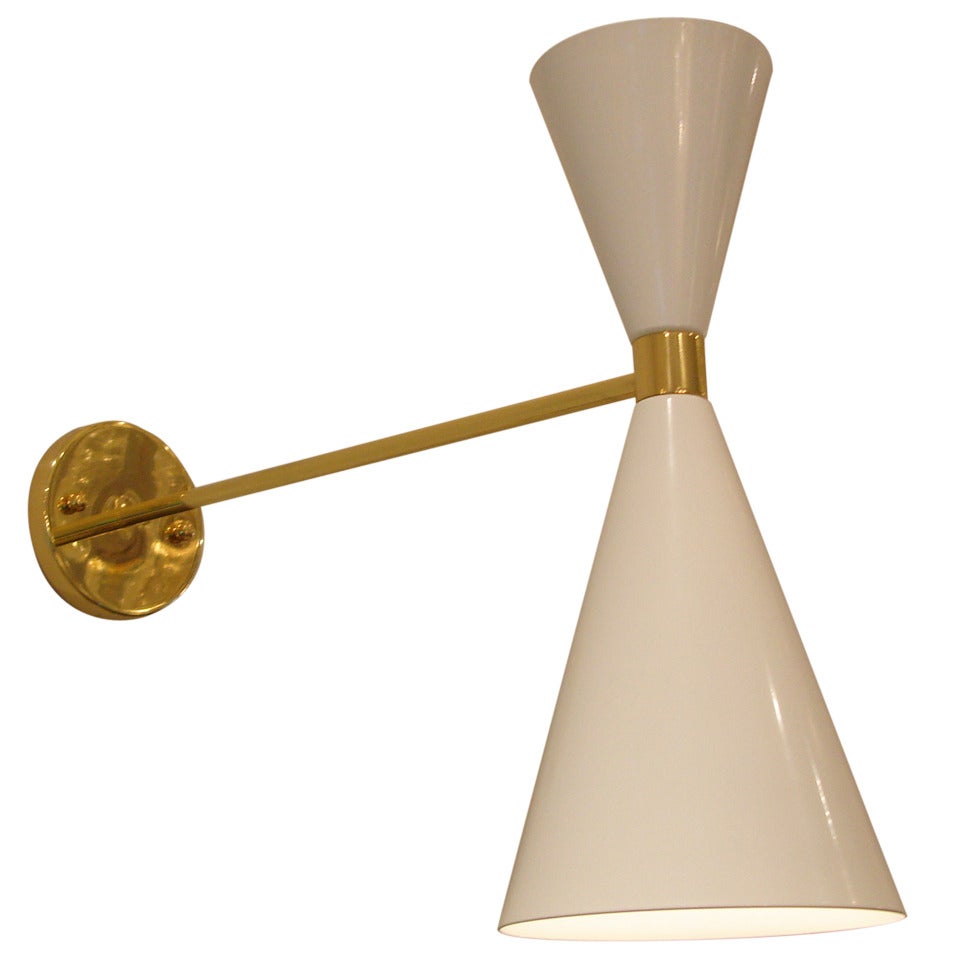 A Pair of Stunning White Double Cone Sconces at 1stDibs