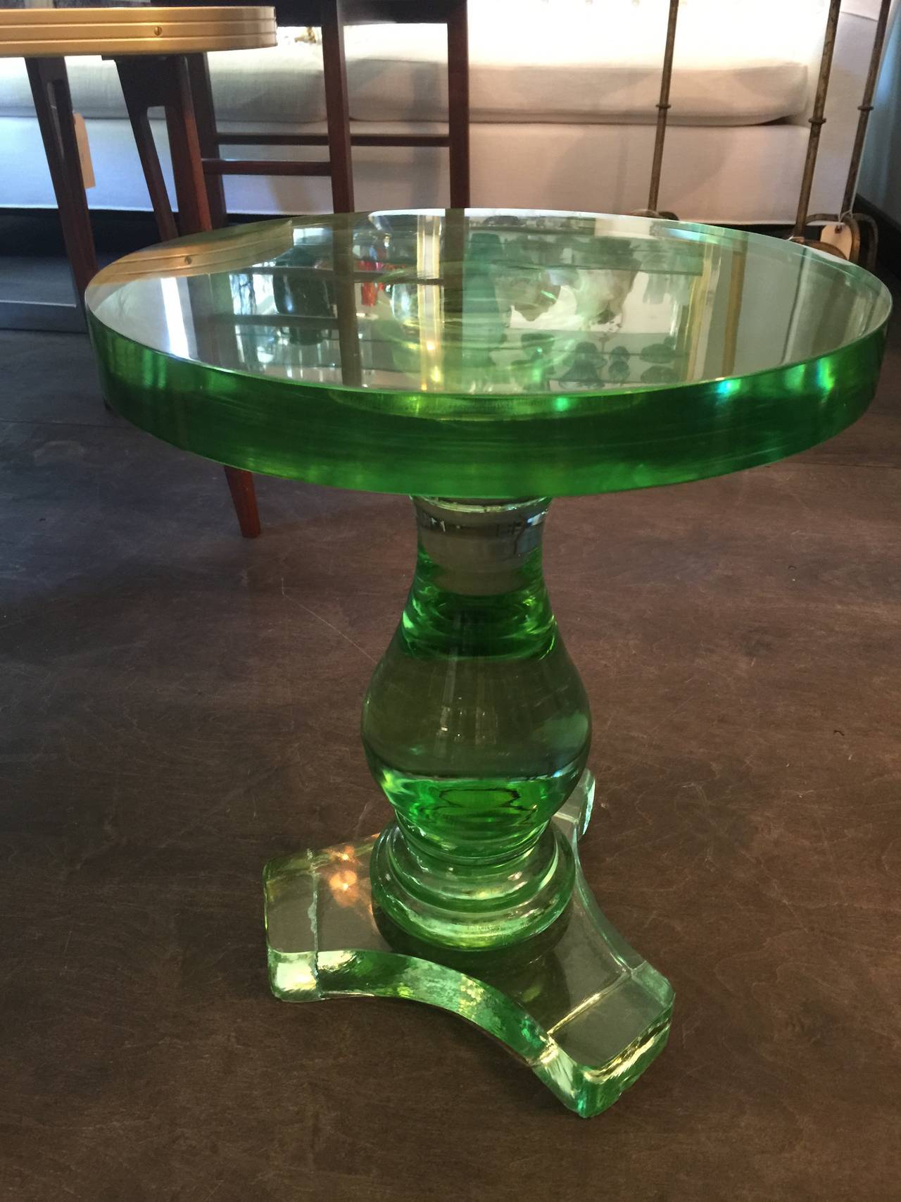 Exquisite Green Solid Murano Glass Table at 1stDibs