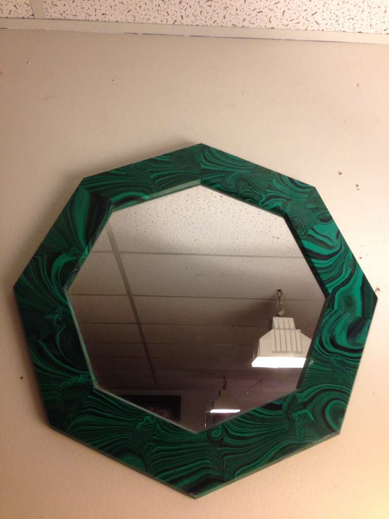 Faux Malachite Octagonal Mirror at 1stDibs | malachite mirror