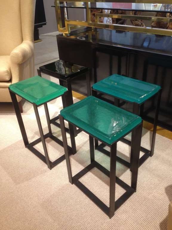 Exquisite Hand Molded Colored Glass Top Side-table at 1stDibs