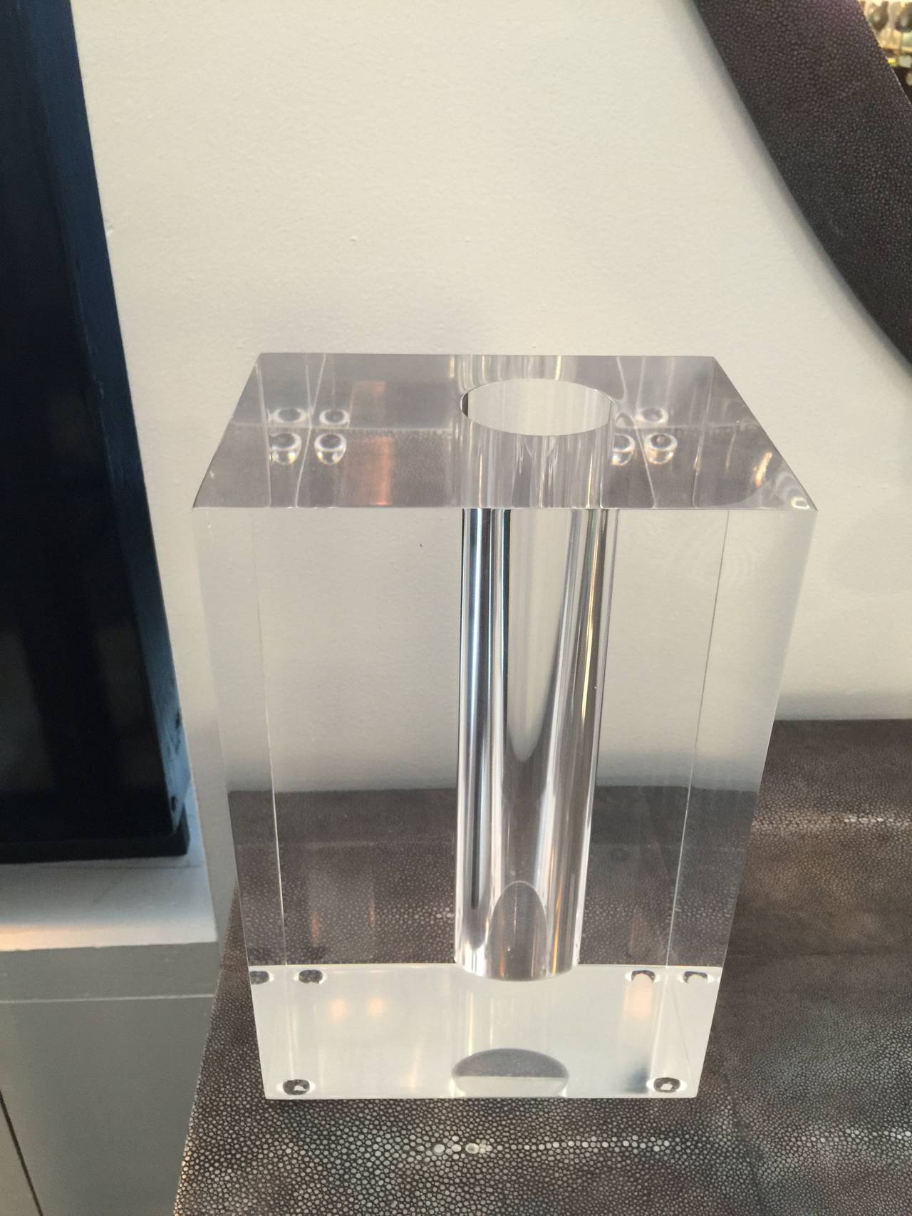 Heavy Acrylic Block Vase at 1stDibs