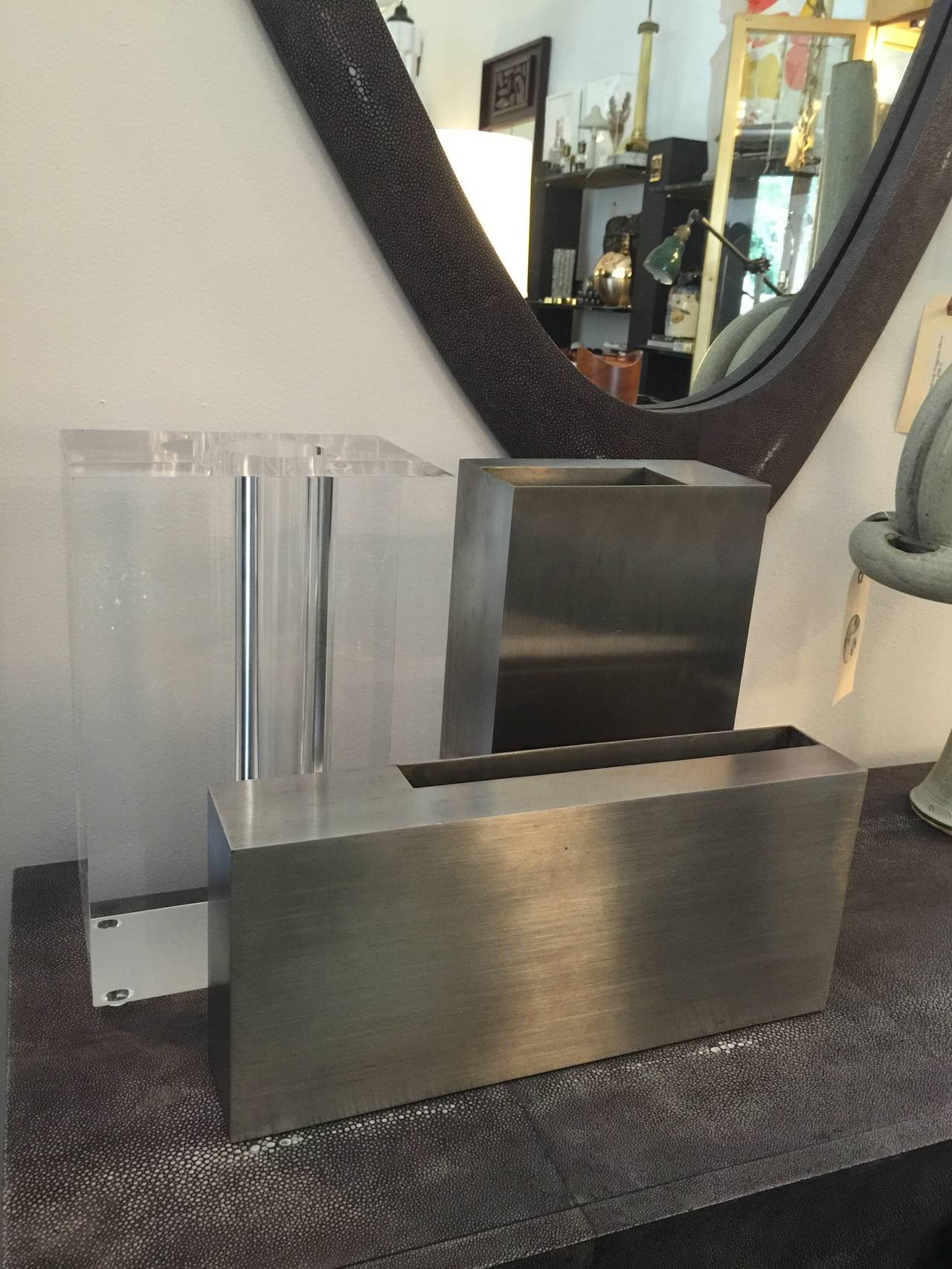 Heavy Acrylic Block Vase at 1stDibs