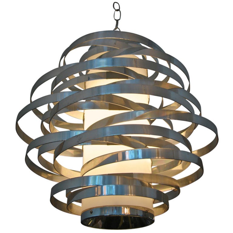 Polished Aluminum Light Fixture by Max Sauze for Sciolari at 1stDibs