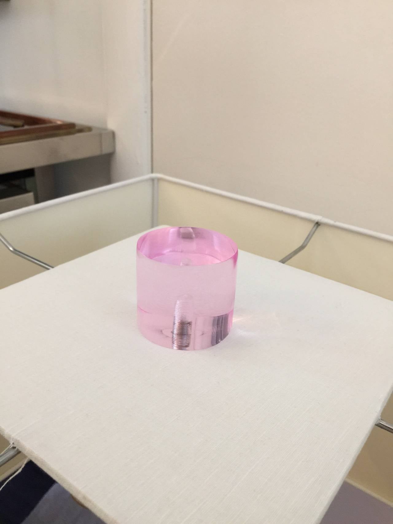 Pink Lucite Stacked Disc Lamps at 1stDibs