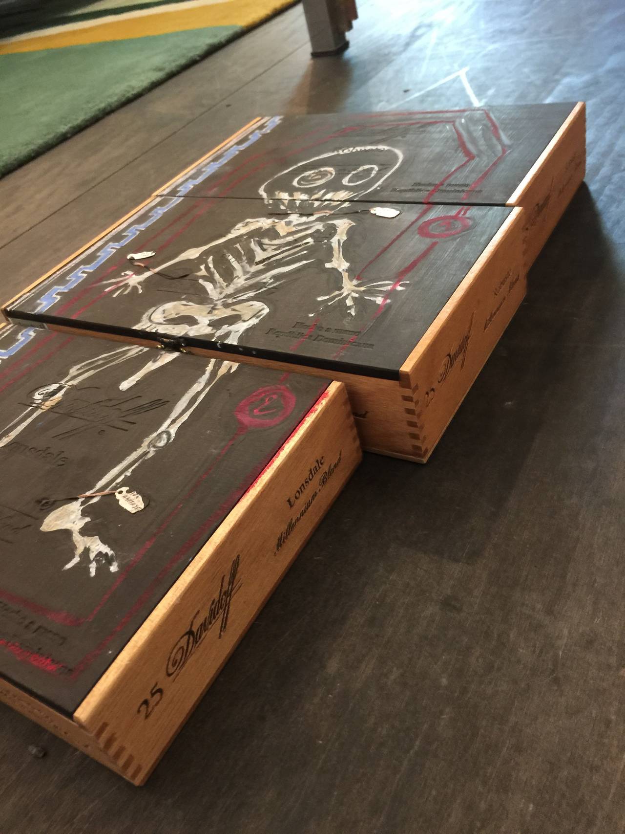 Basquiat Inspired Mixed Media Cigar Box Wall Art at 1stDibs