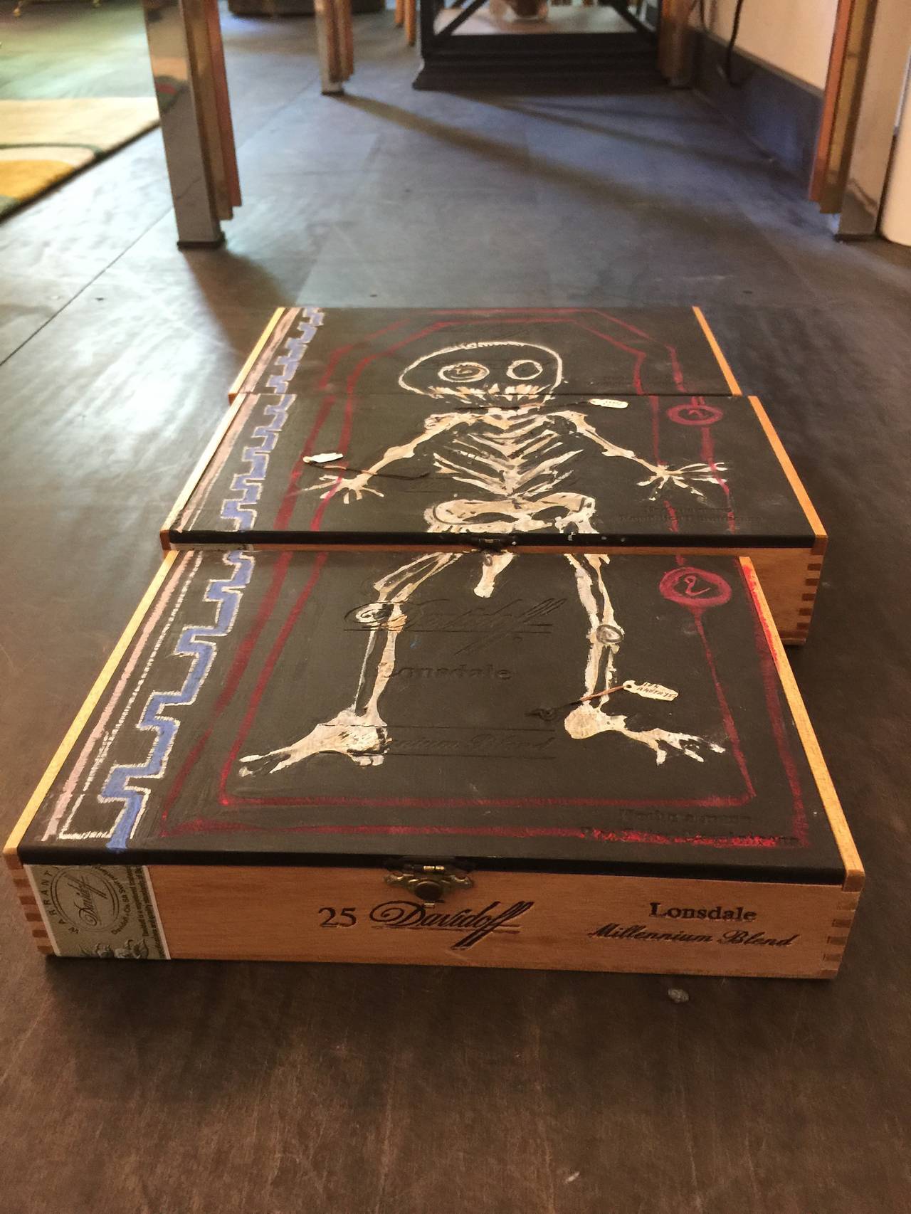 Basquiat Inspired Mixed Media Cigar Box Wall Art at 1stDibs