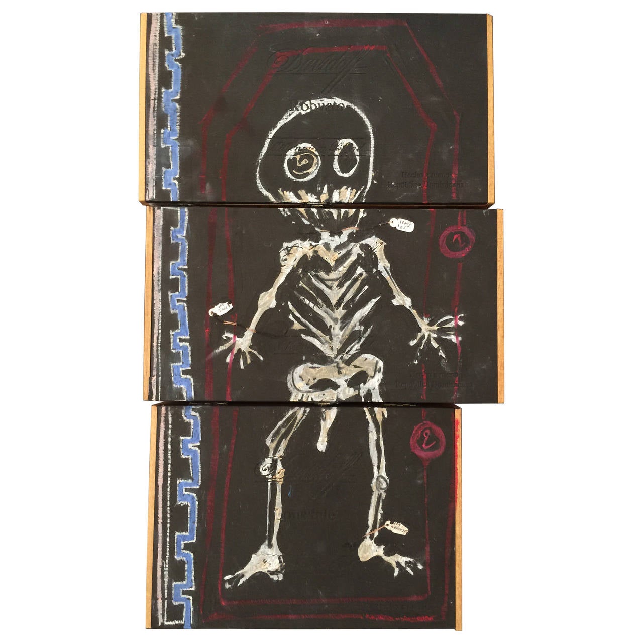 Basquiat Inspired Mixed Media Cigar Box Wall Art at 1stDibs