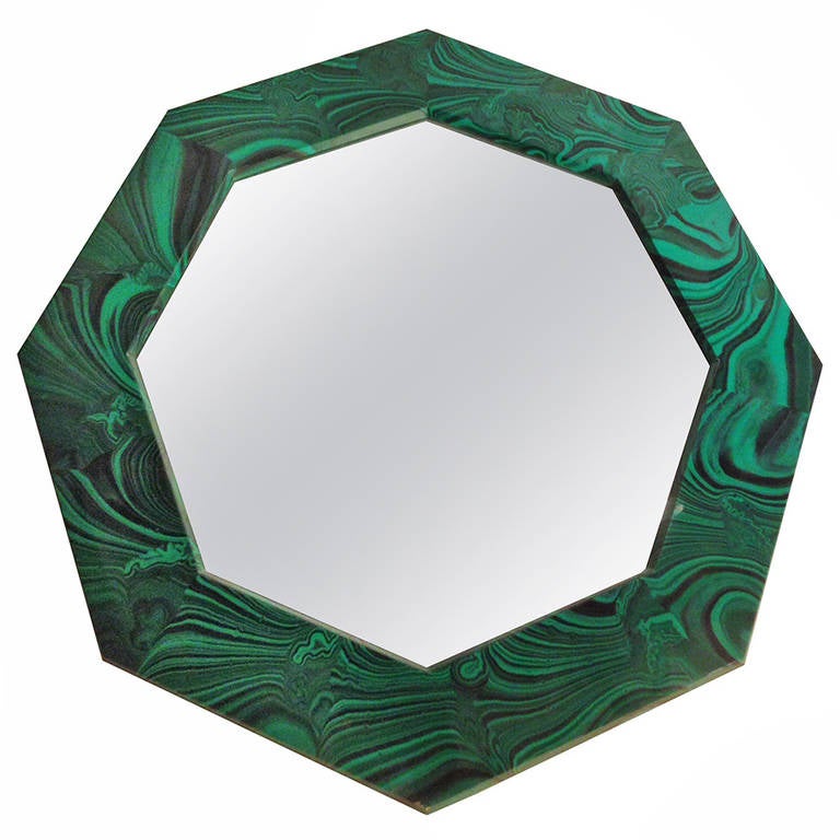 Faux Malachite Octagonal Mirror at 1stDibs | malachite mirror