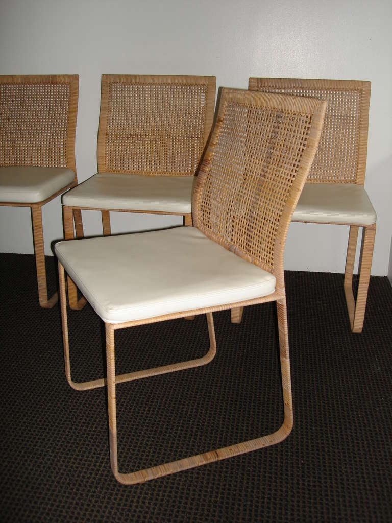 Rare Harvey Probber Woven Rattan Dining Chairs at 1stDibs