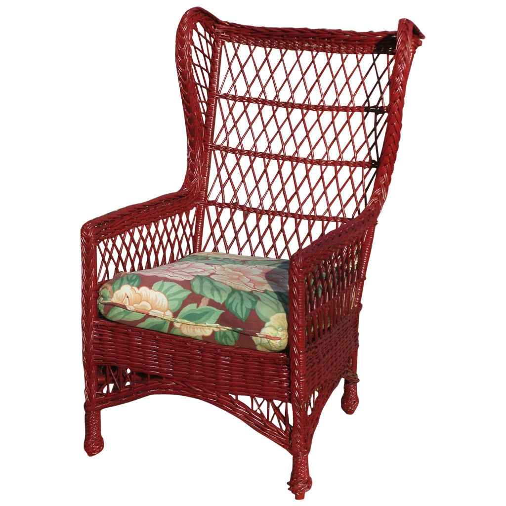 Bar Harbor Wicker Wingback Armchair For Sale at 1stDibs