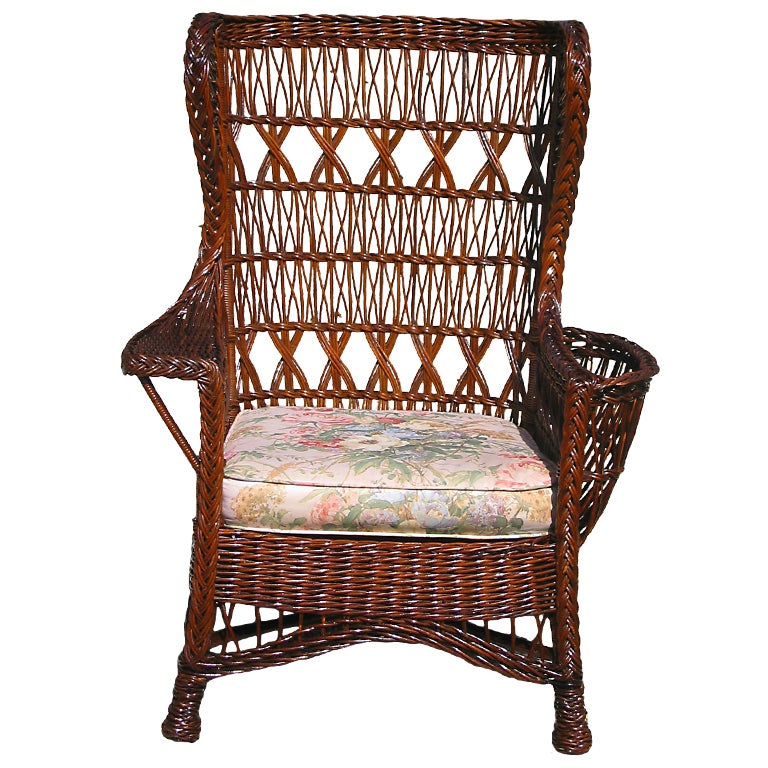 BAR HARBOR WICKER WINGBACK ARMCHAIR at 1stDibs