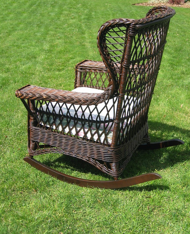 Bar Harbor Wicker Wingback Rocker at 1stDibs