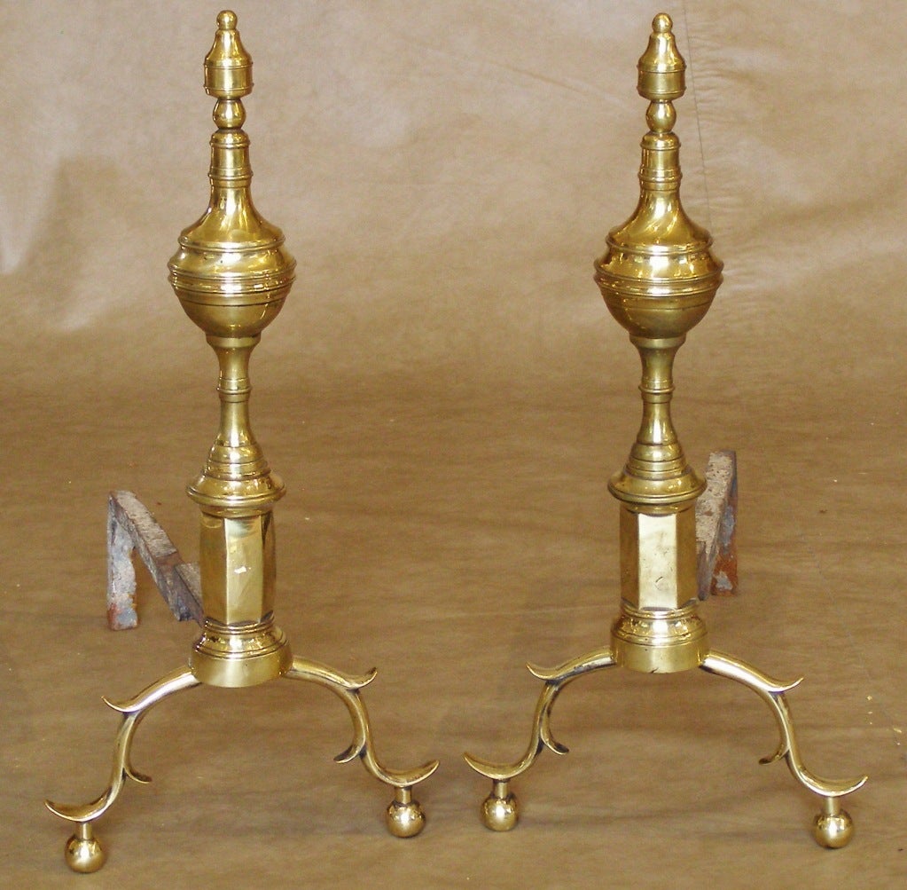 American Federal Period Brass Andirons at 1stDibs