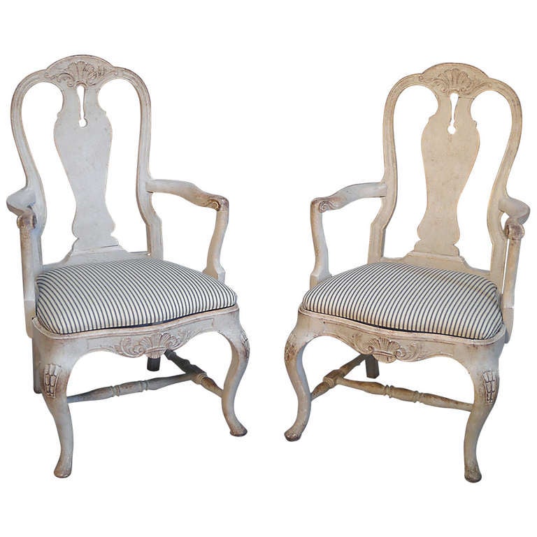 Pair of Rococo Style Armchairs For Sale at 1stDibs