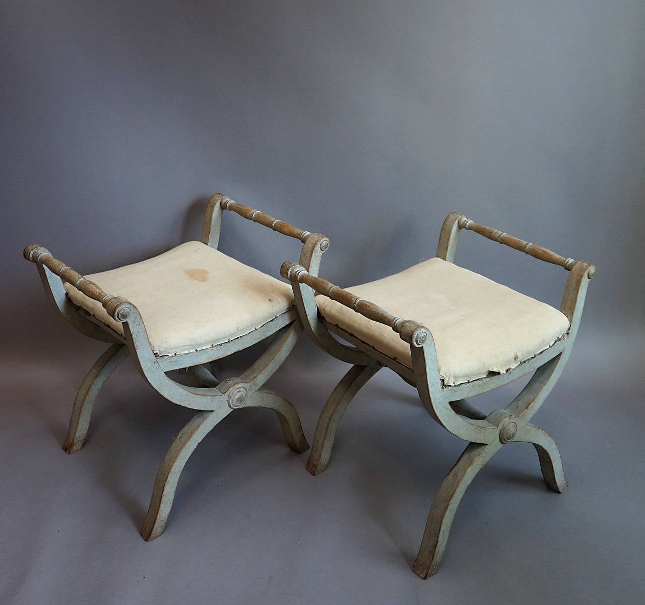 Pair of Gustavian Period Curule Stools at 1stDibs