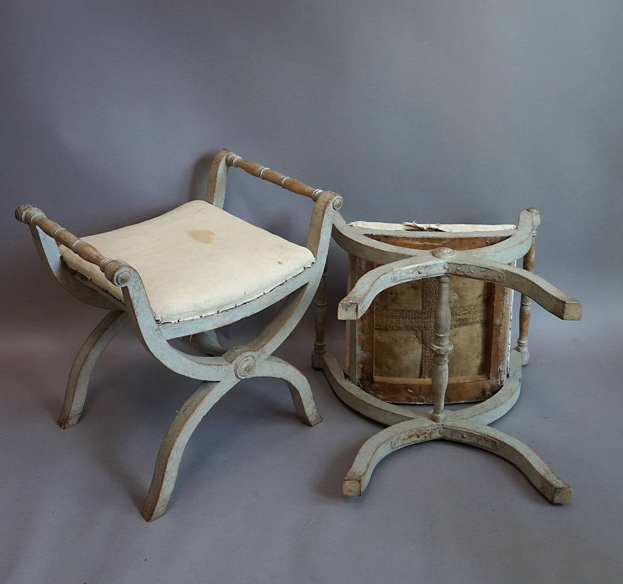 Pair of Gustavian Period Curule Stools at 1stDibs
