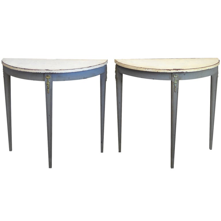 Pair of Small Demilune Tables at 1stDibs