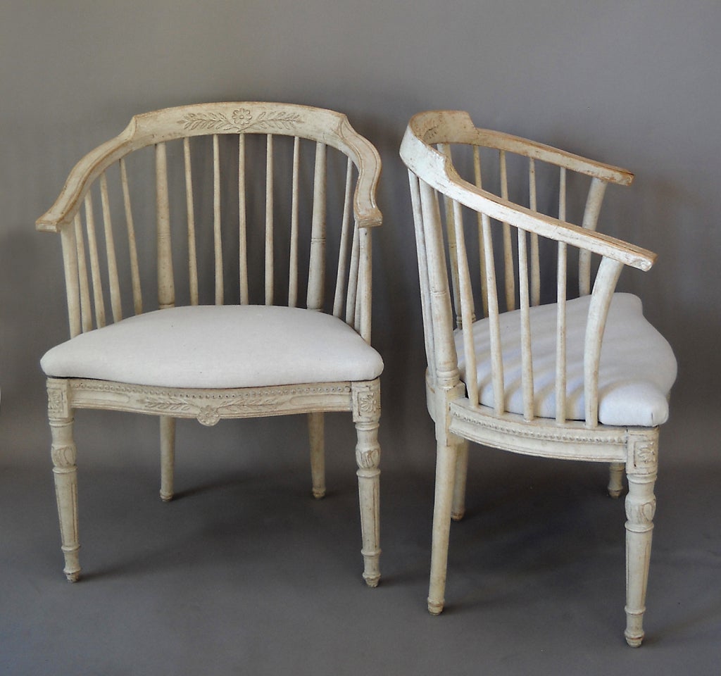 Pair of Swedish Spindle Back Chairs at 1stDibs
