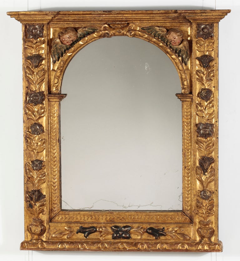 A Baroque Giltwood and Polychrome Frame / Mirror, Late 17th Century For ...