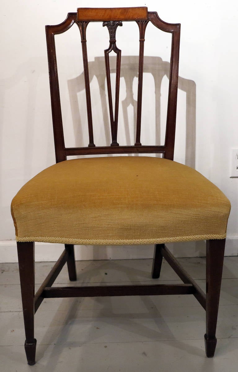 Fine Set of 12 Sheraton Satinwood-Inlaid Mahogany Dining Chairs, circa ...