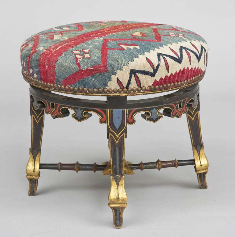Gothic Revival Painted Stool at 1stDibs