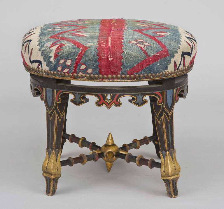 Gothic Revival Painted Stool at 1stDibs