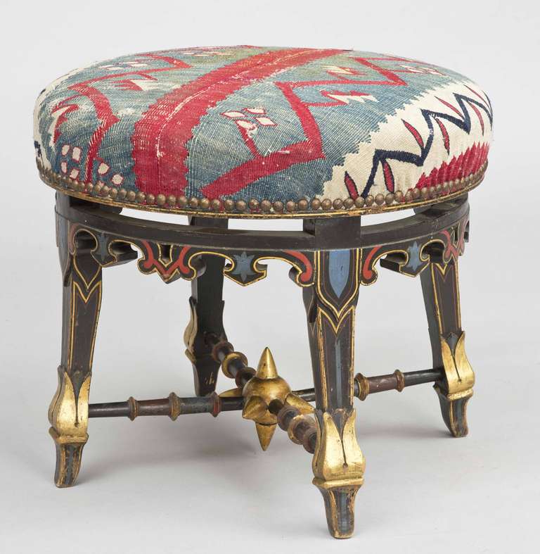 Gothic Revival Painted Stool at 1stDibs