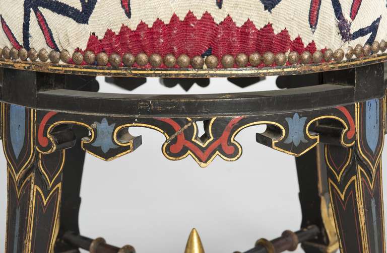 Gothic Revival Painted Stool at 1stDibs