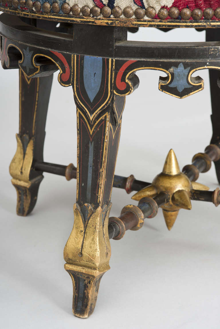 Gothic Revival Painted Stool at 1stDibs