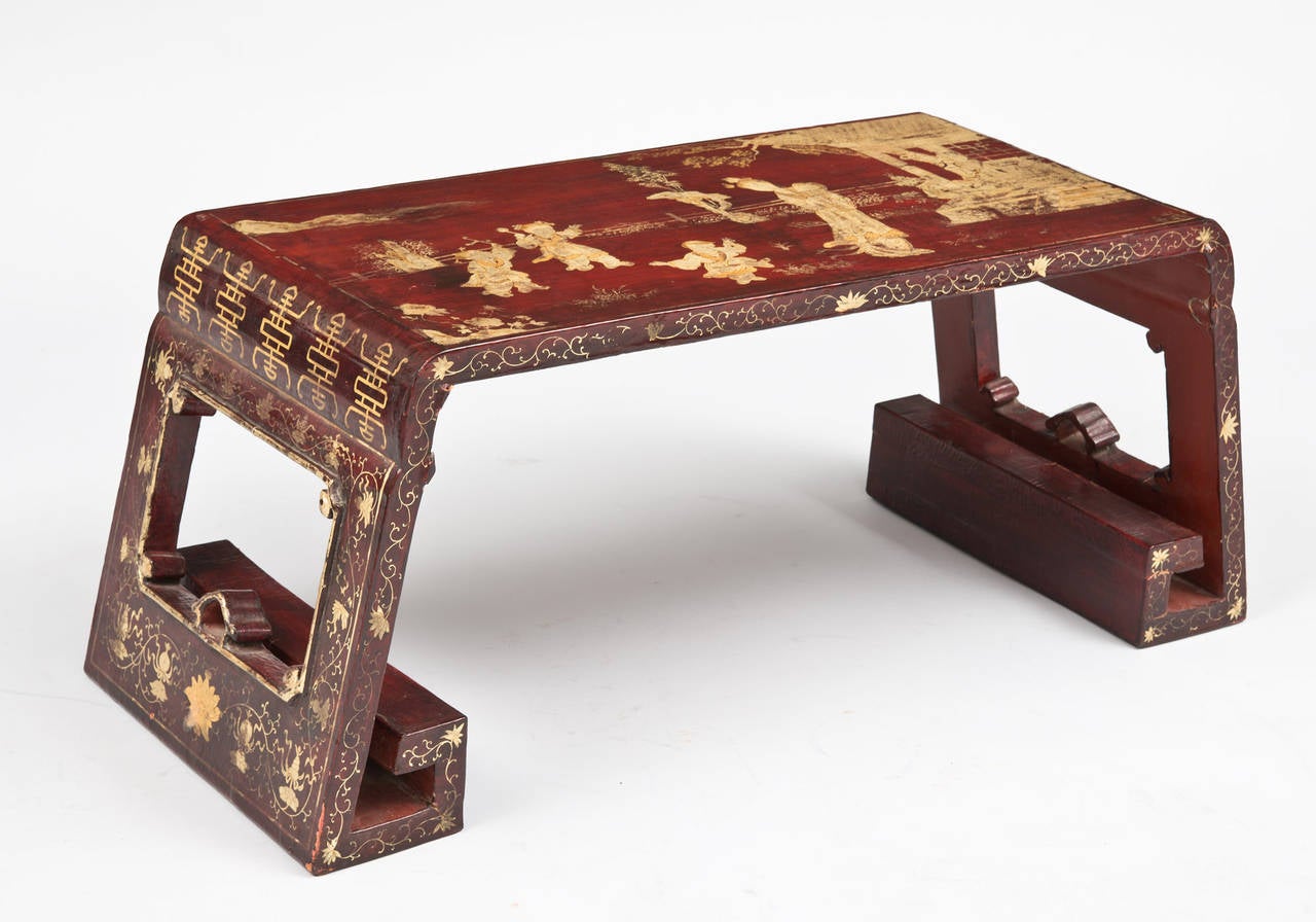 Chinese Red Lacquer Low Table at 1stDibs