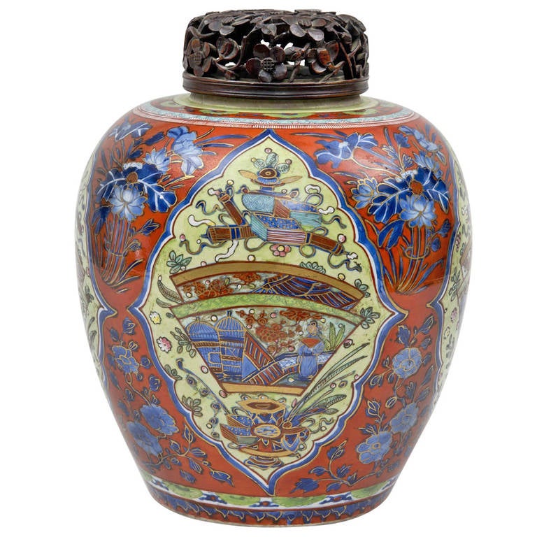 Chinese Blue and White Clobbered Jar For Sale at 1stDibs