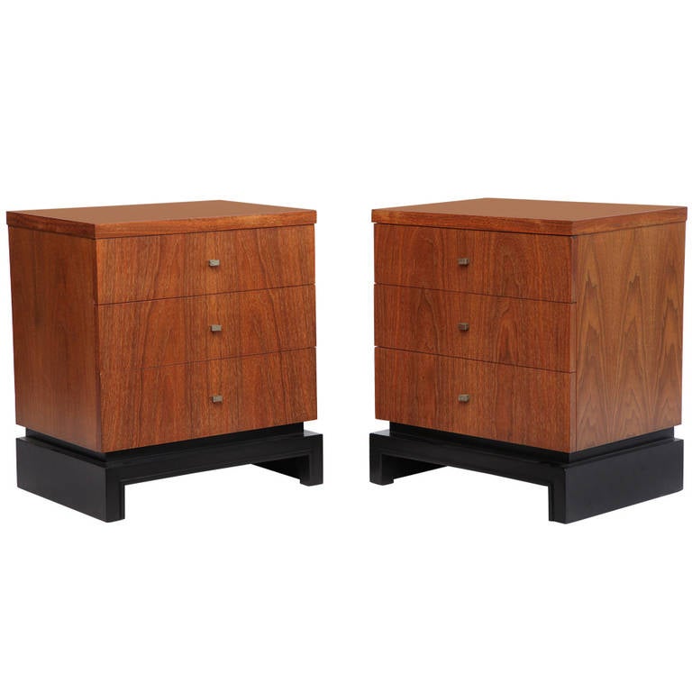 Pair of Subtly Cerused Wooden Night Stands by Sieling Modern at 1stDibs