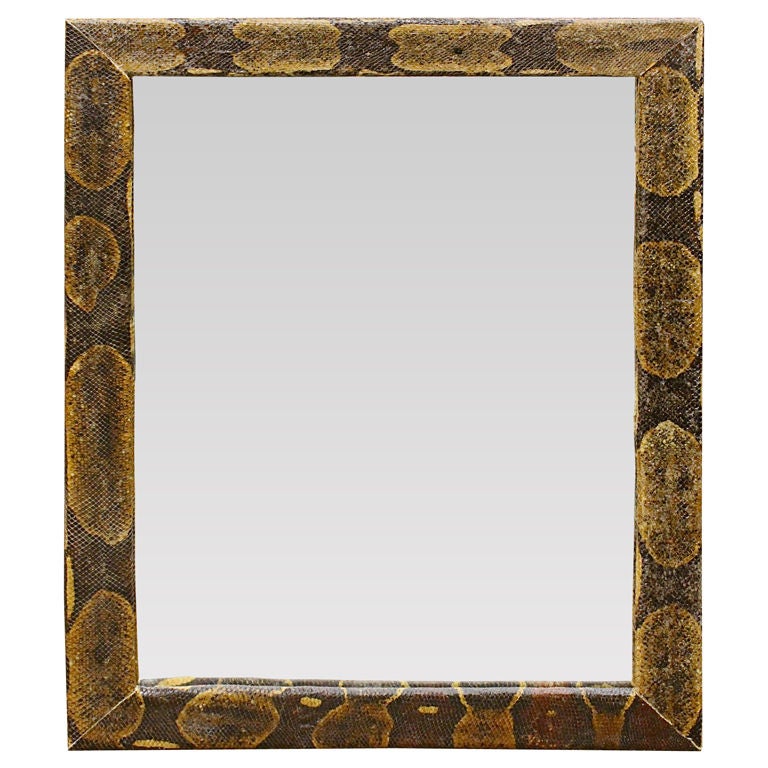 1980's snakeskin / python wrapped mirror at 1stDibs