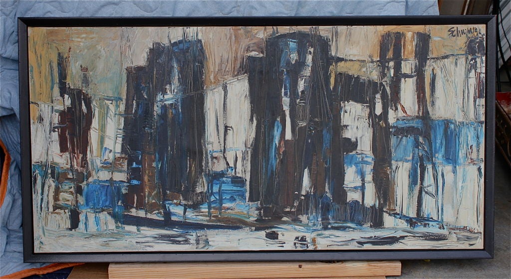 Great 1960's abstract oil on canvas signed Schwartz at 1stDibs