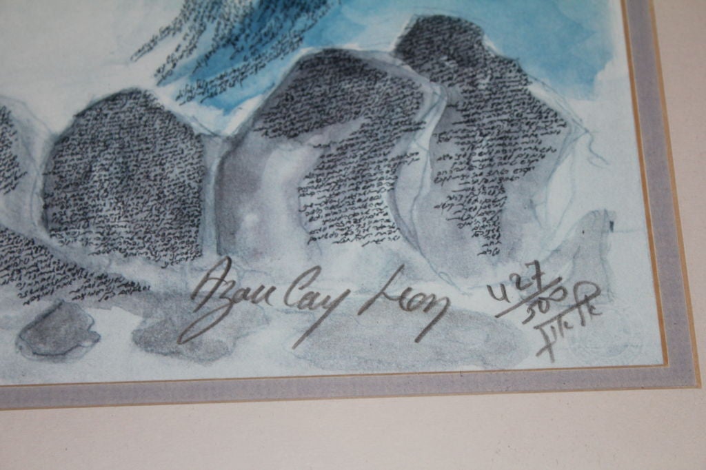 Micro-calligraphic lithograph noted Israeli artist Leon Azoulay at 1stDibs