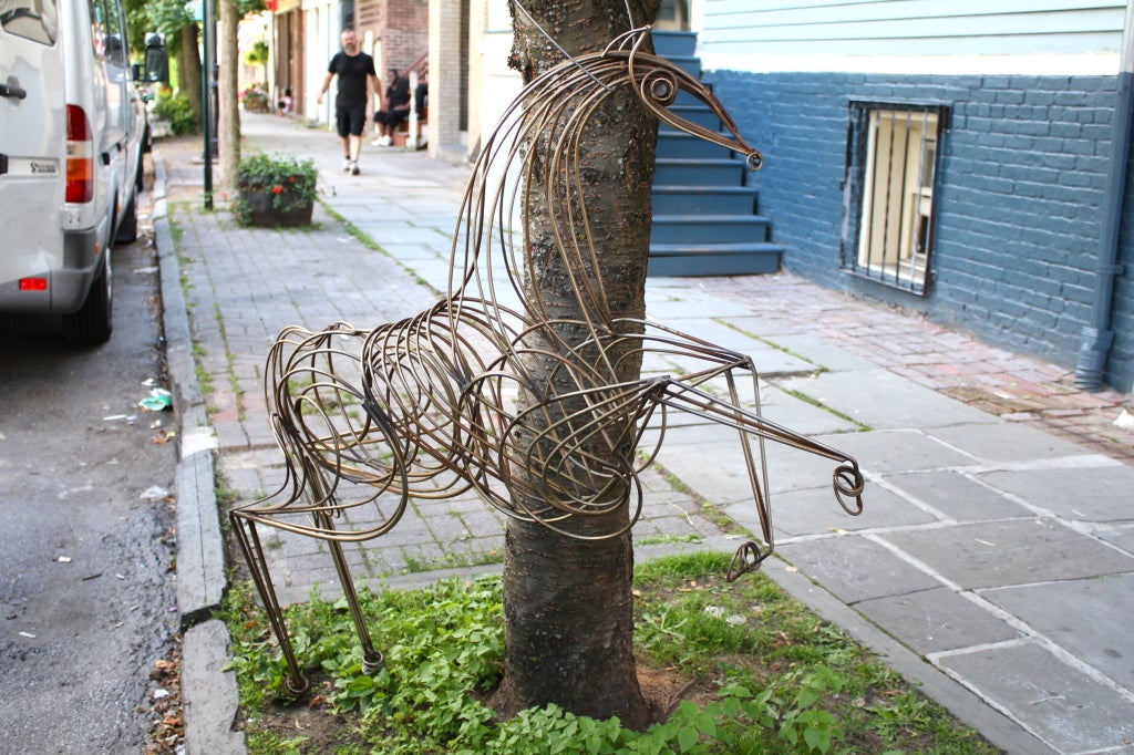 Whimsical Large Metal Garden Sculpture of a Horse at 1stDibs