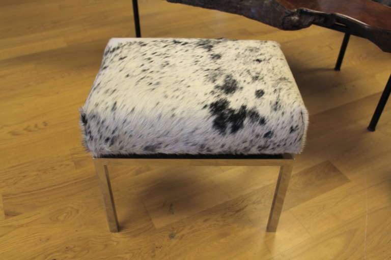 Cow Hide Upholstered Stool or Ottoman at 1stDibs