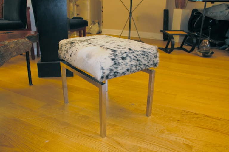 Cow Hide Upholstered Stool or Ottoman at 1stDibs