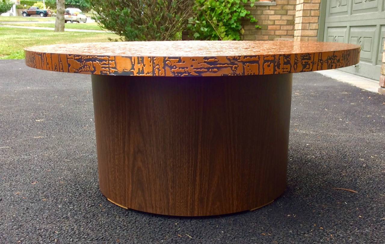 Copper Clad Abstract Pattern Coffee Table at 1stDibs