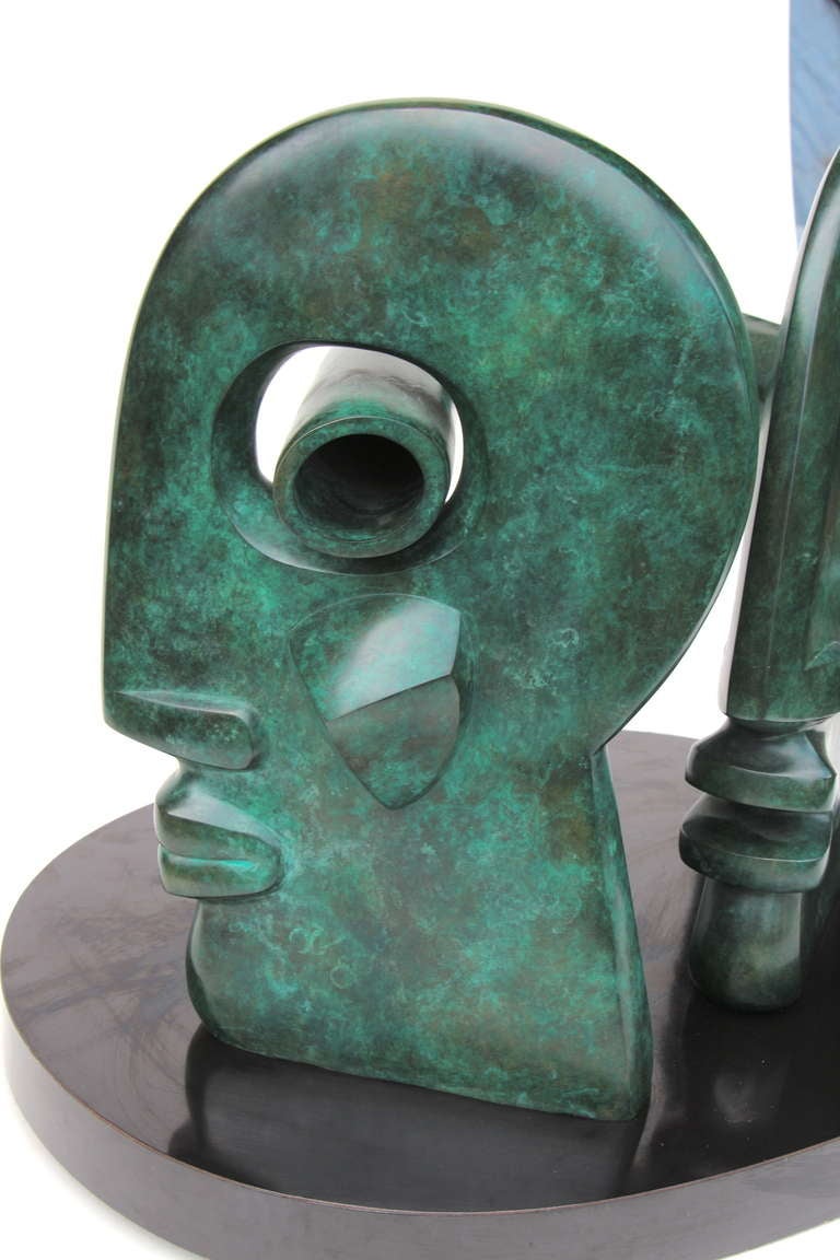 Elizabeth Strong-Cuevas - Interlocking Bronze Heads 1988 at 1stDibs