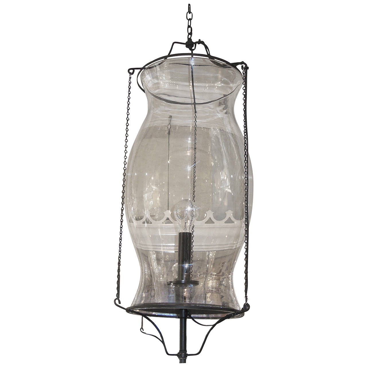 Large Iron and Glass Hurricane Lantern at 1stDibs