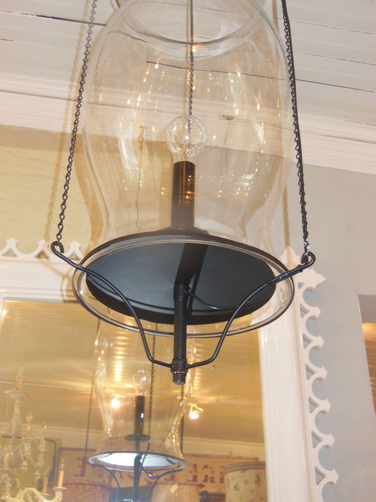 Large Iron and Glass Hurricane Lantern at 1stDibs
