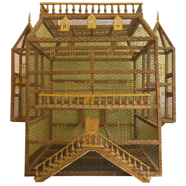 Whimsical Vintage Wire Birdhouse at 1stDibs