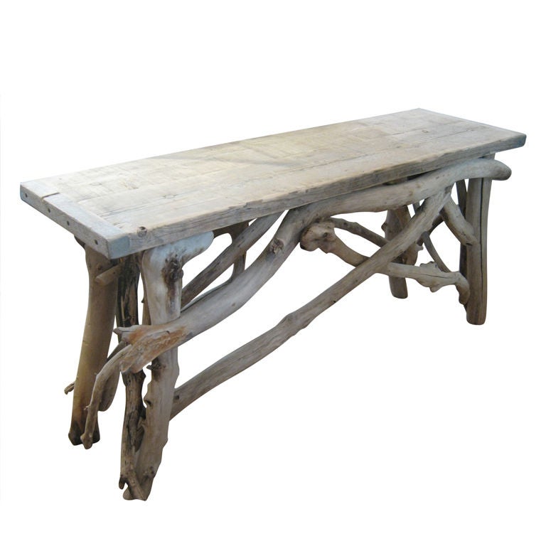 Handsome Bleached Driftwood Console Table For Sale at 1stDibs