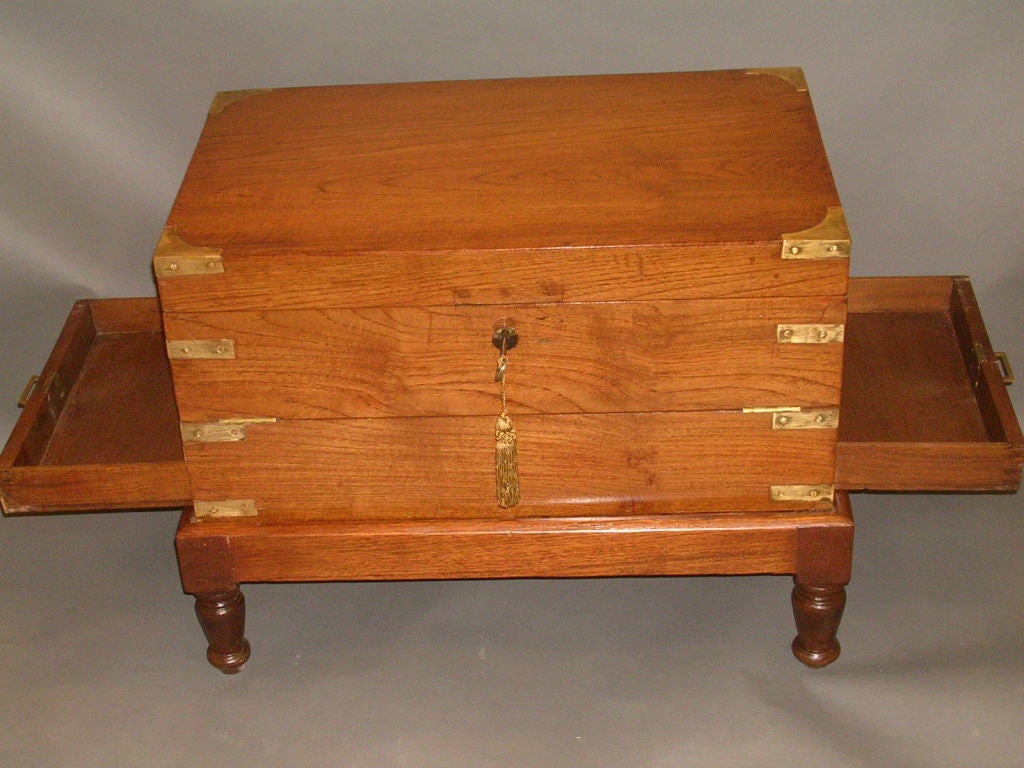 19th Century British Colonial Campaign Writing Slope/ Box On Stand at ...