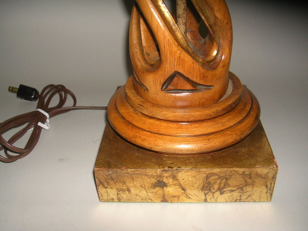 James Mont Style 1950s Carved Helix Table Lamp For Sale at 1stDibs
