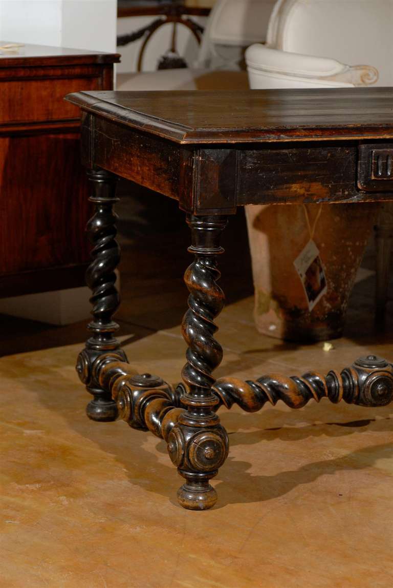 17th Century French Louis XIII Period Walnut Side Table with Barley ...