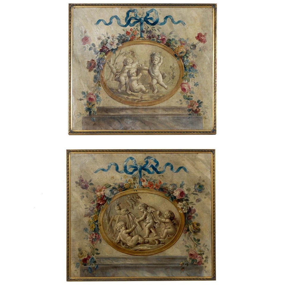 Pair of Grisaille Paintings at 1stDibs