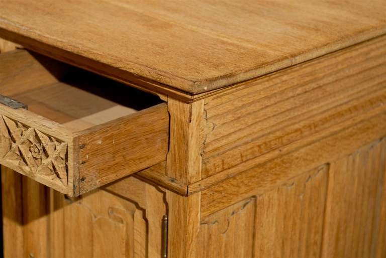 Gothic Revival English Desk of Bleached Oak with Linenfold Motifs ...