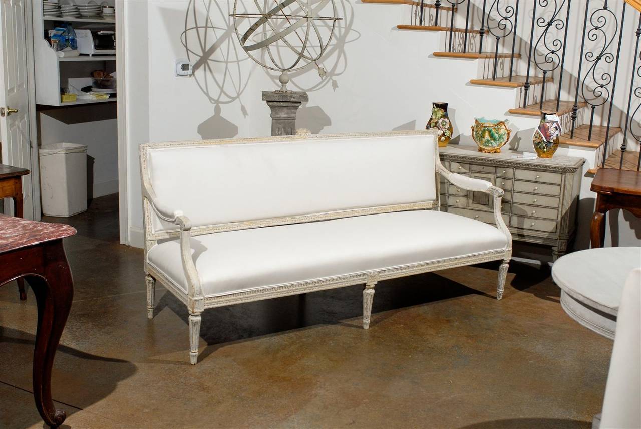 Swedish 1790s Gustavian Period Painted Wood Upholstered Sofa with ...